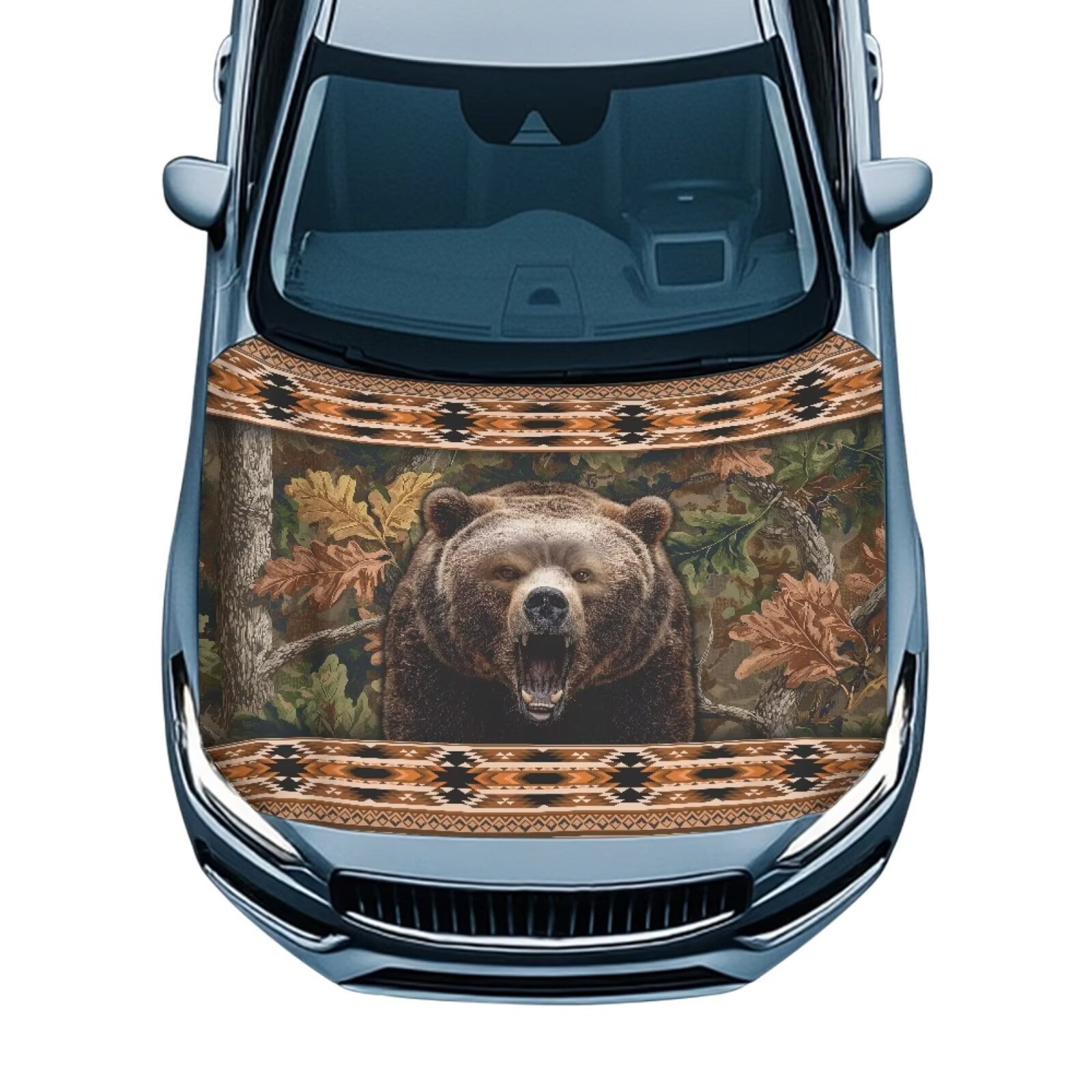 Uorisanigo Car Hood Cover Protection Heat-Resistant Brown Bear Aztec ...