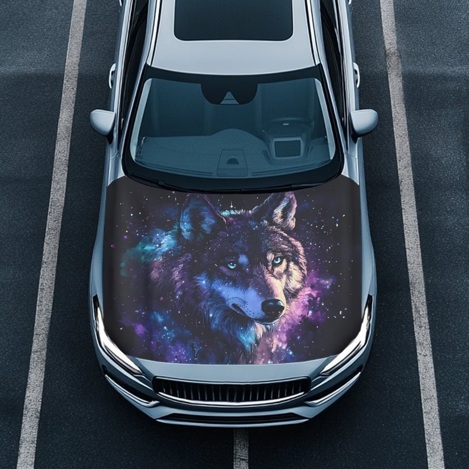 Uorisanigo Car Hood Cover Stretchable Galaxy Wolf Auto Bonnet Banner ...