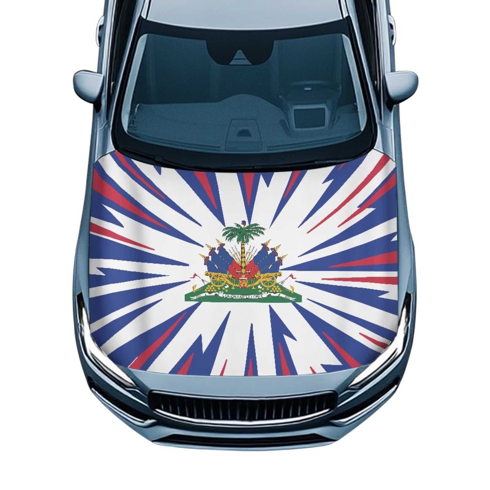 Uorisanigo Car Hood Cover Washable Haitian Logo Auto Hood Cover ...