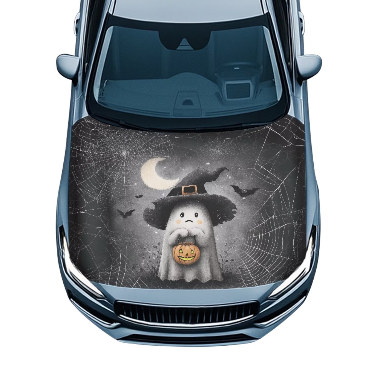 Uorisanigo Car Hood Cover, Waterproof Ghost Pumpkin Car Hood Cover ...