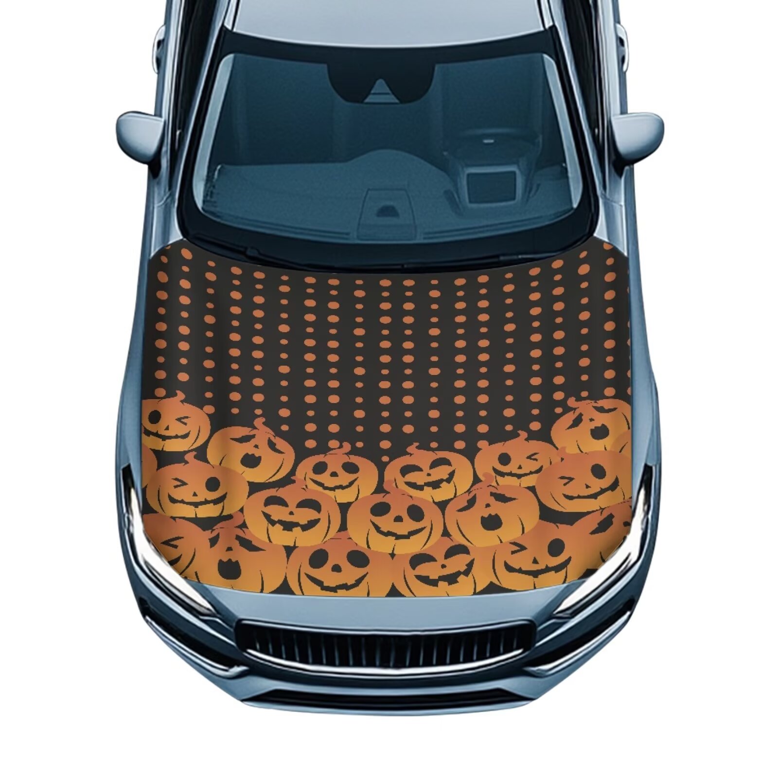 Uorisanigo Car Hood Cover, Weatherproof Halloween Pumpkin Hood Cover ...