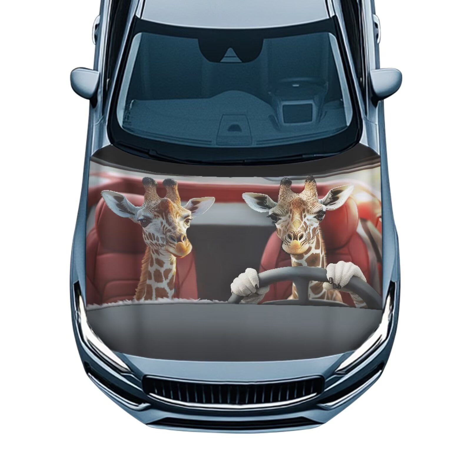 Uorisanigo Car Hood Cover Windproof Polyester Funny Giraffe Driving ...