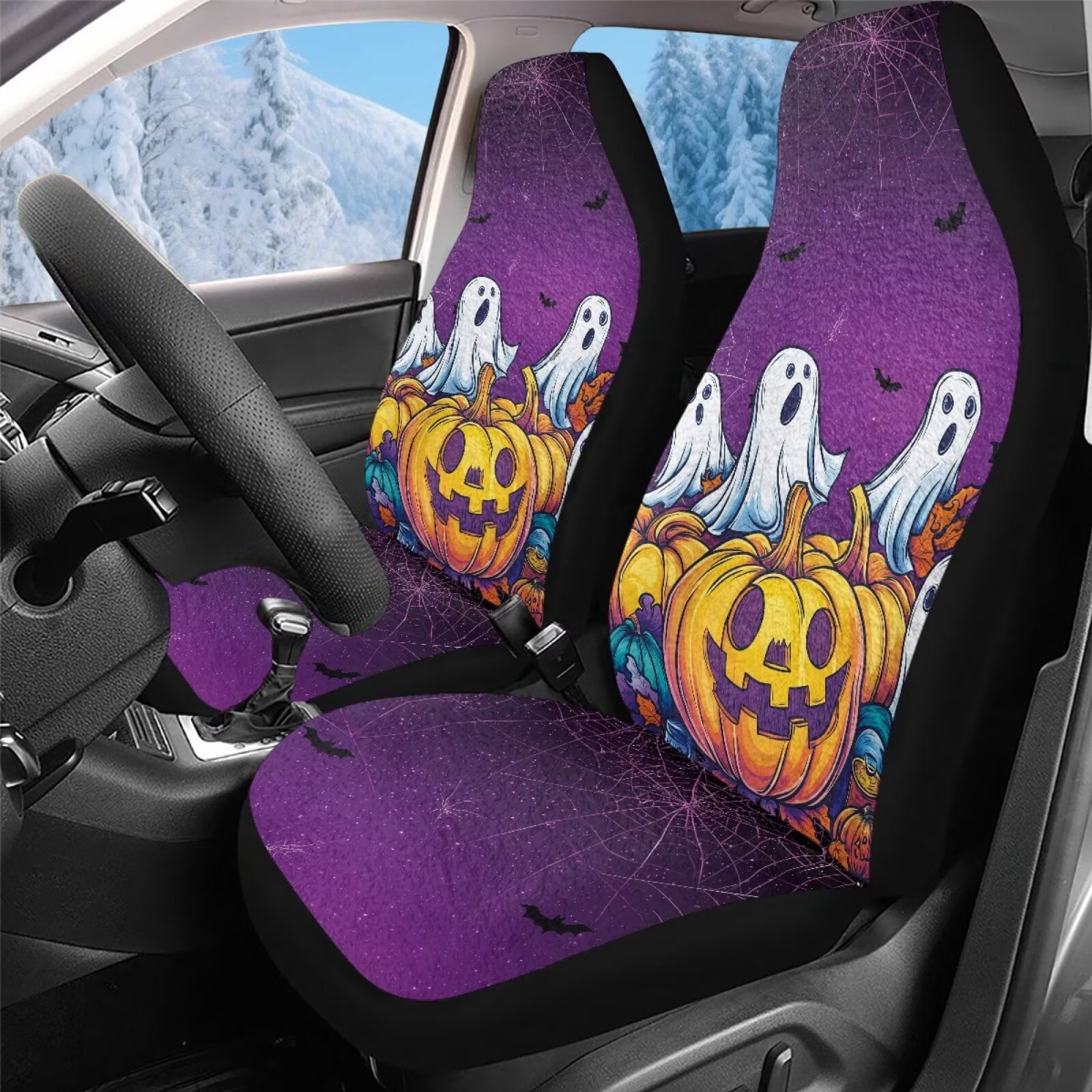 Uorisanigo Car Seat Covers Front Seats, Premium Halloween Pumpkin Ghost ...
