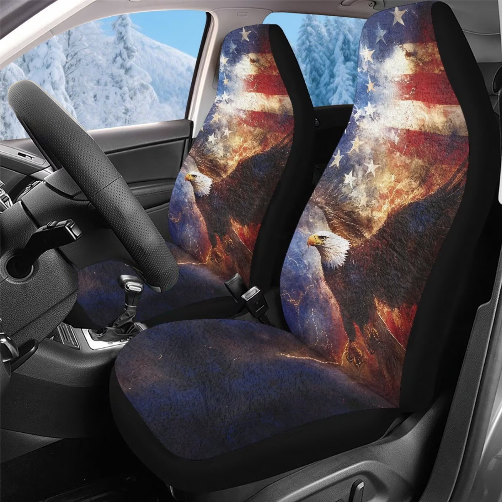 Uorisanigo Car Seat Covers Front Seats, Washable Ameriacn Flag Eagle ...