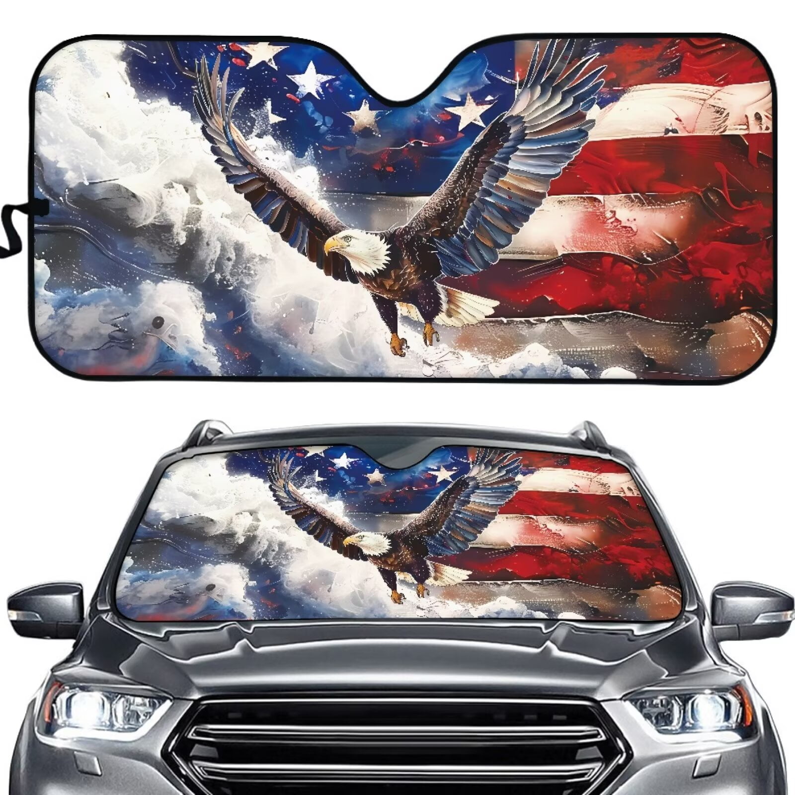 Uorisanigo Car Shade Cover Blocks Sun American Flag Eagle Windshield ...