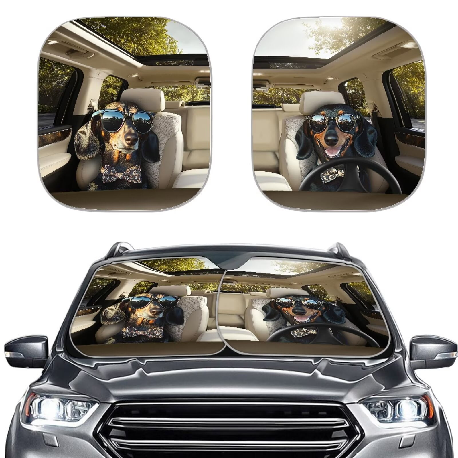 Uorisanigo Car Sun Shade Cool Dachshund Drive Foldable 2 Pack Car Sun ...