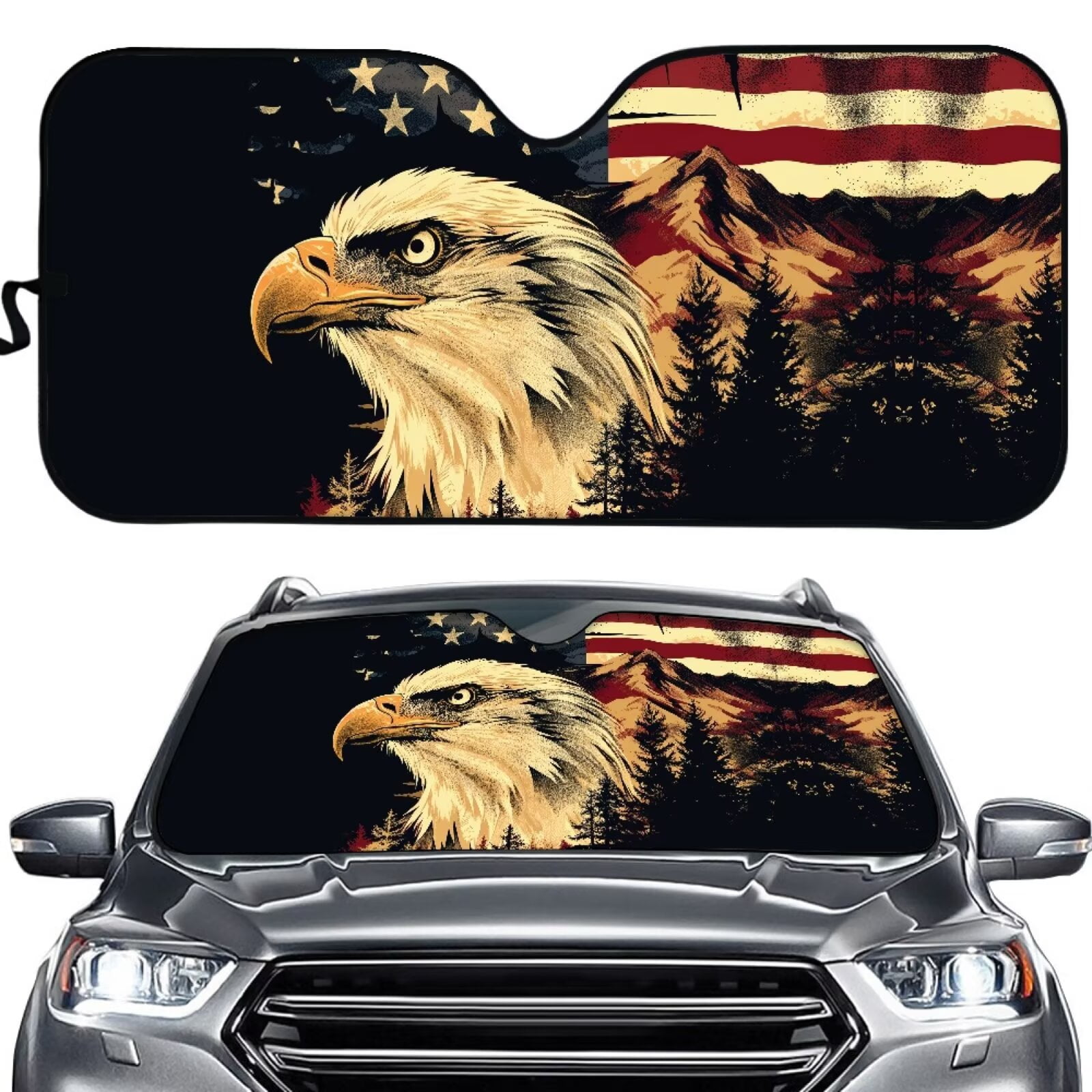 Uorisanigo Car Sun Shade for Front Window Foldable American Flag Eagle ...
