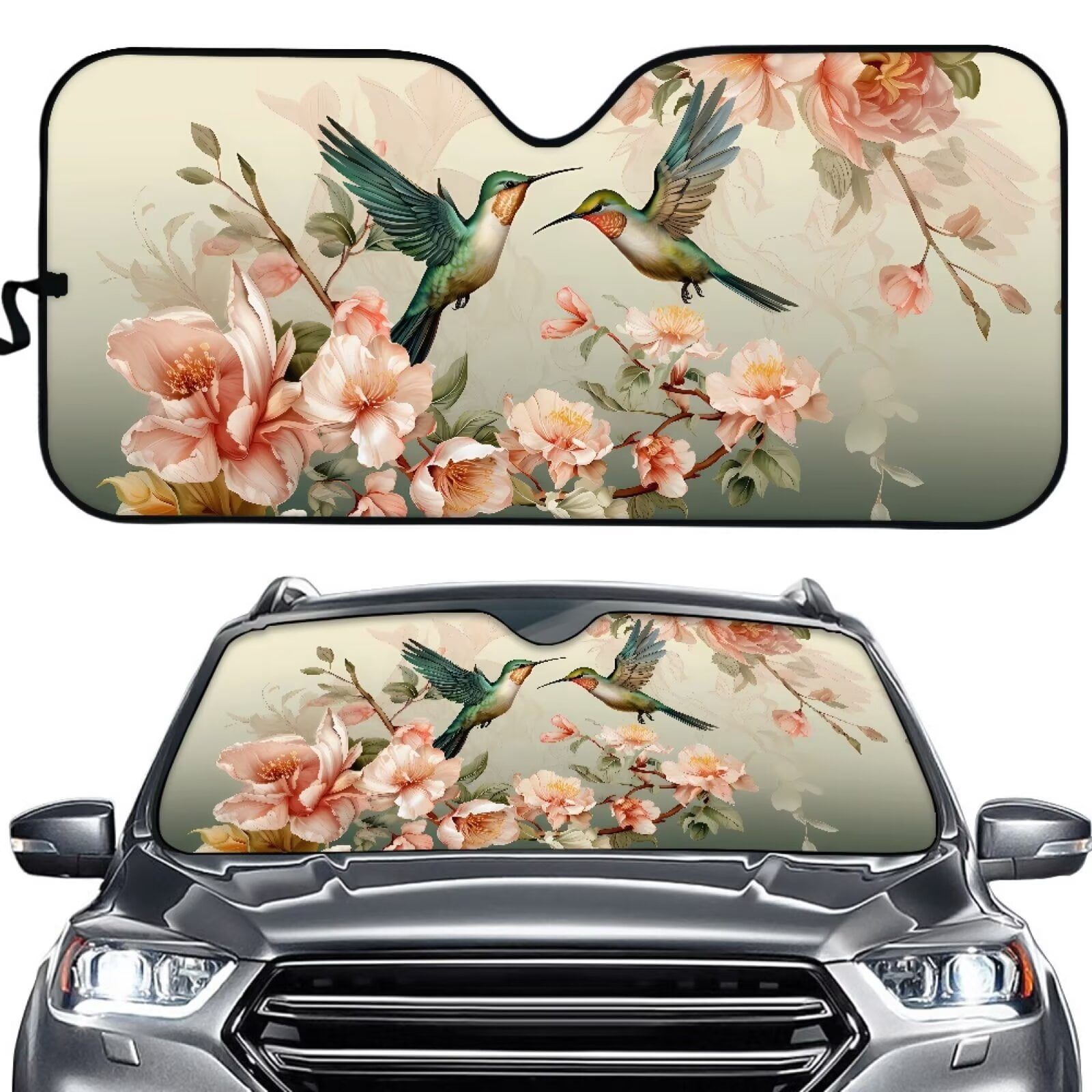 Uorisanigo Car Sun Shade Hummingbird Flower Anti-UV Car Sun Visor Cover ...