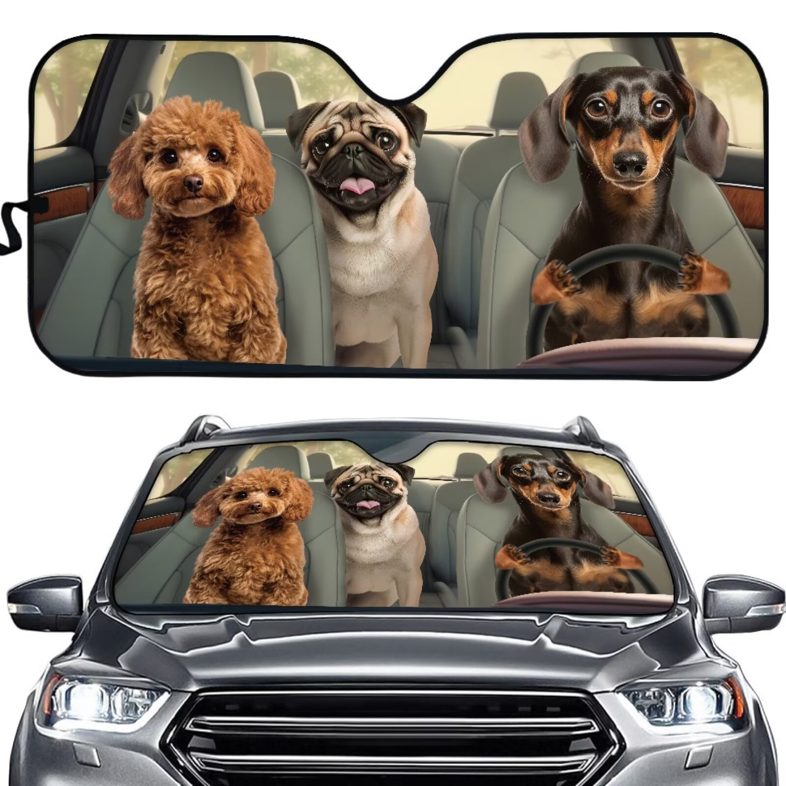 Uorisanigo Car Sun Shade Windshield Car Shade Cover Funny Dog Animal ...