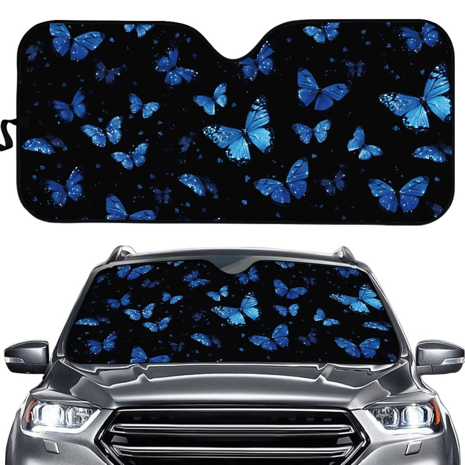 Uorisanigo Car Sun Shade Windshield Galaxy Blue Butterfly Portable Car ...