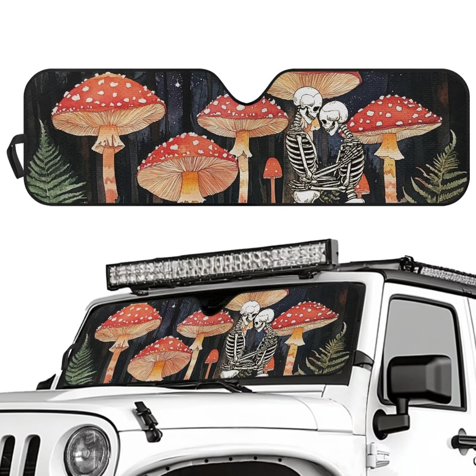 Uorisanigo Car Sun Shade Windshield Sunshade Mushroom Skull Print Heat ...