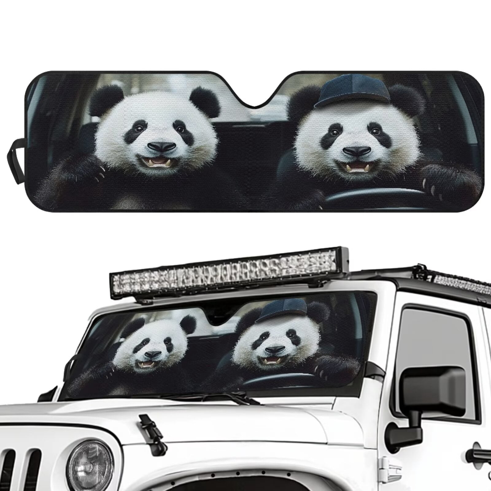 Uorisanigo Car Windshield Sun Shade, Cute Panda Animal Print Windshield ...