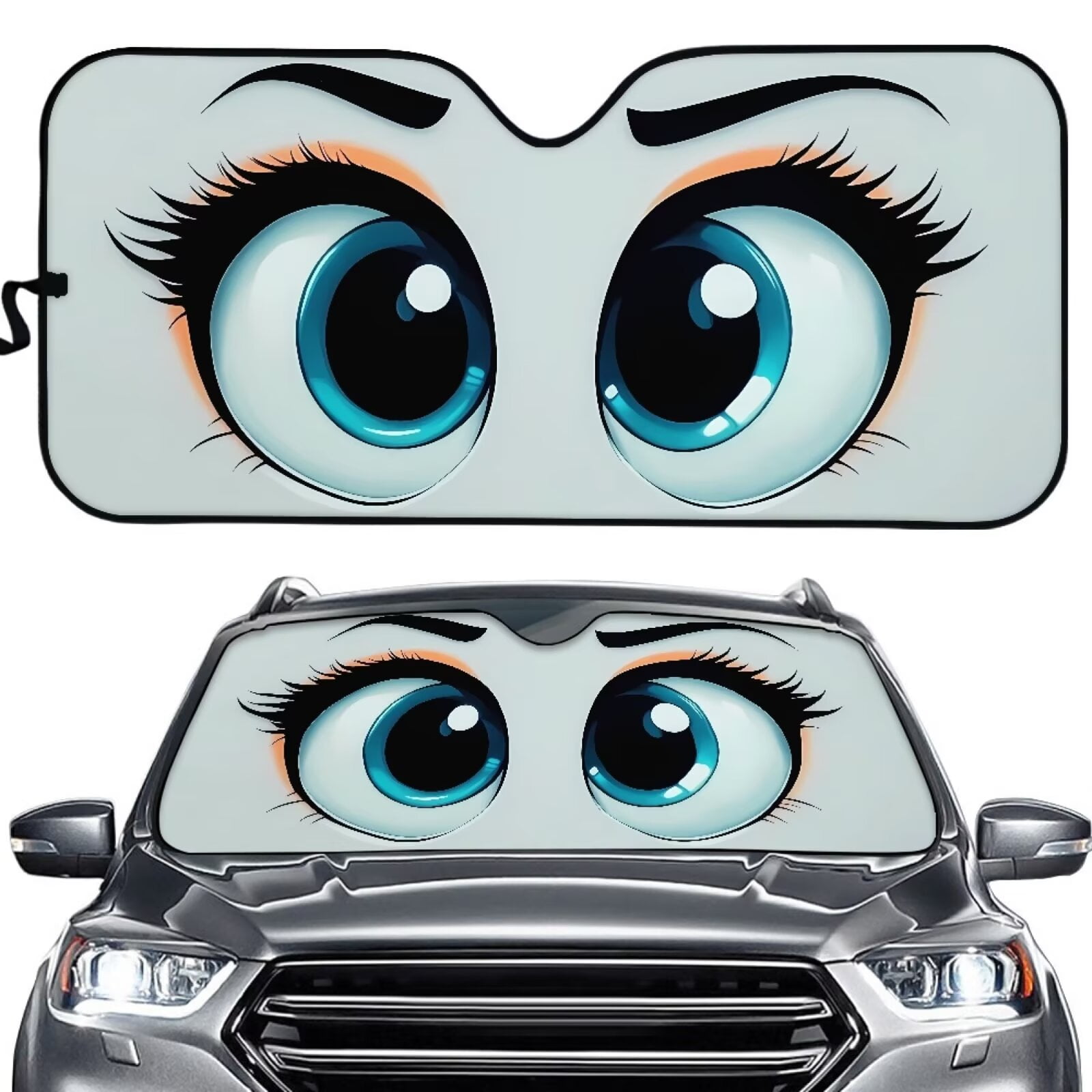 Uorisanigo Cartoon Eyes Print Car Sun Shade Foldable Car Shade for ...