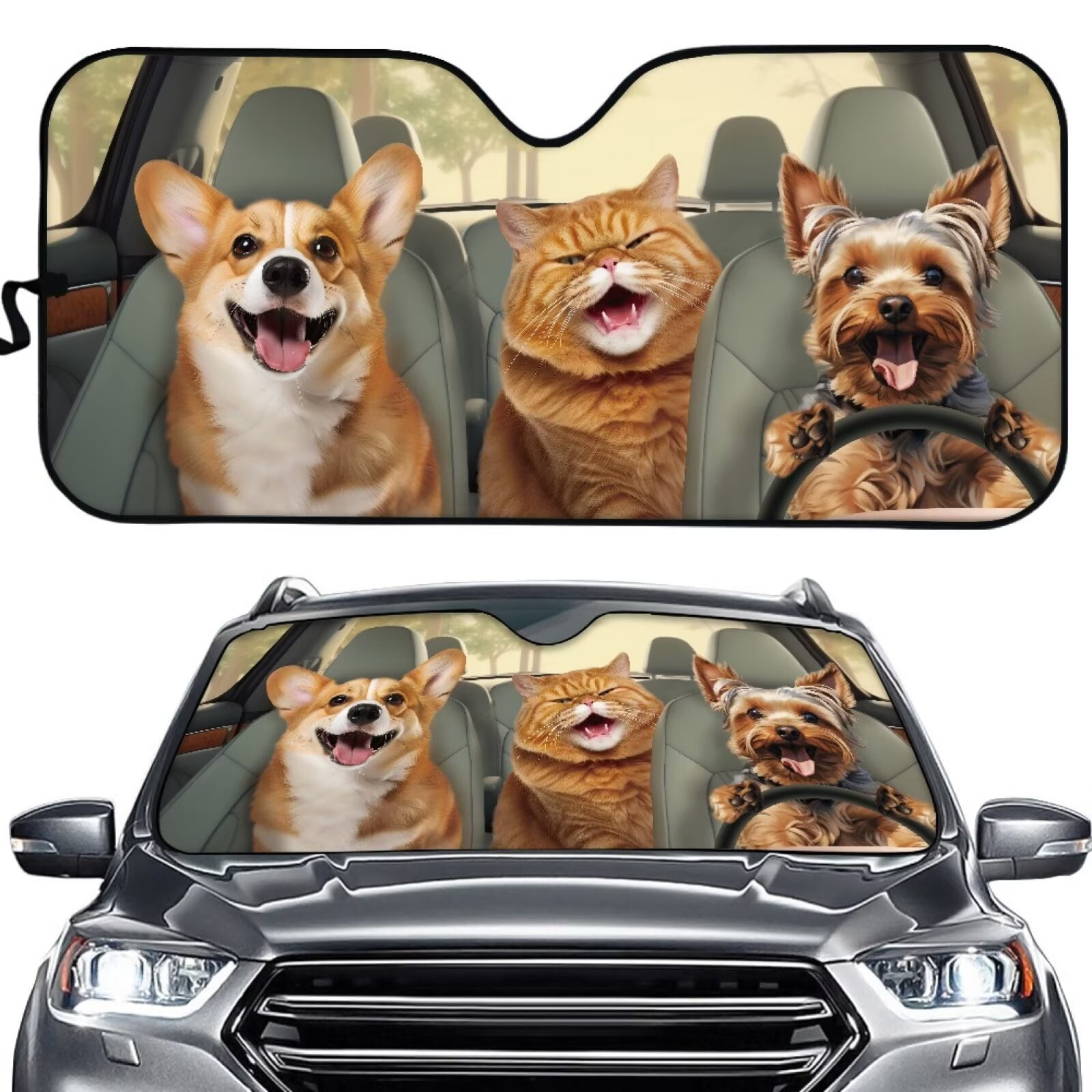 Uorisanigo Creative Cat Dog Animal Driving Sunshade for Car Windshield ...