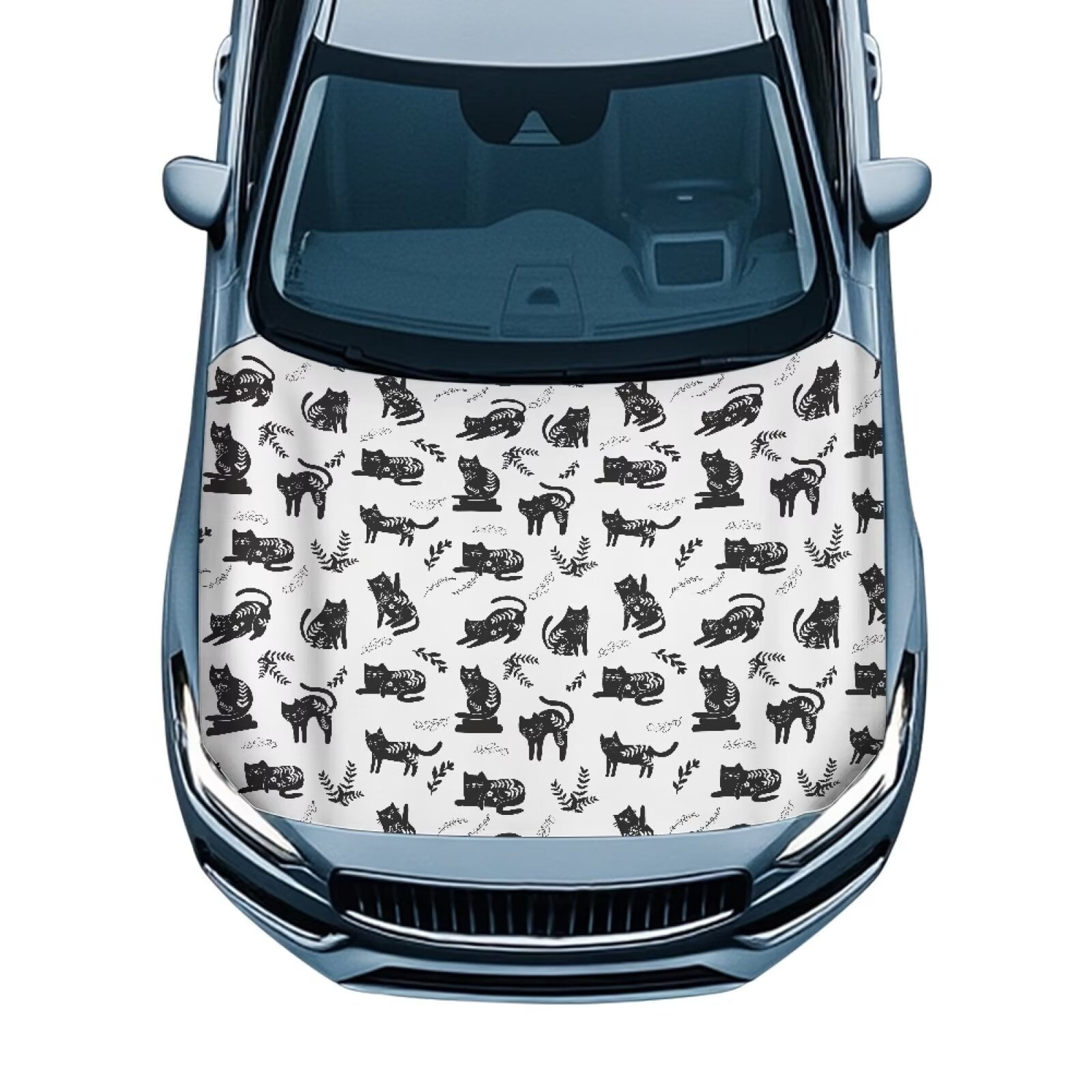 Uorisanigo Cute Black Cat Hood Covers Removable Car Hood Flag Cover ...