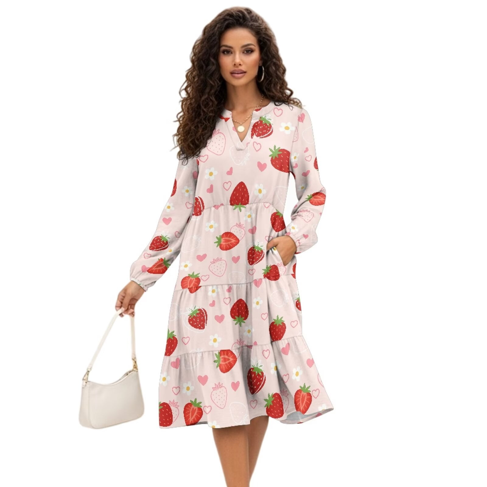 Uorisanigo Elegant Dress Midi for Women Flowy Patchwork Long Sleeve ...