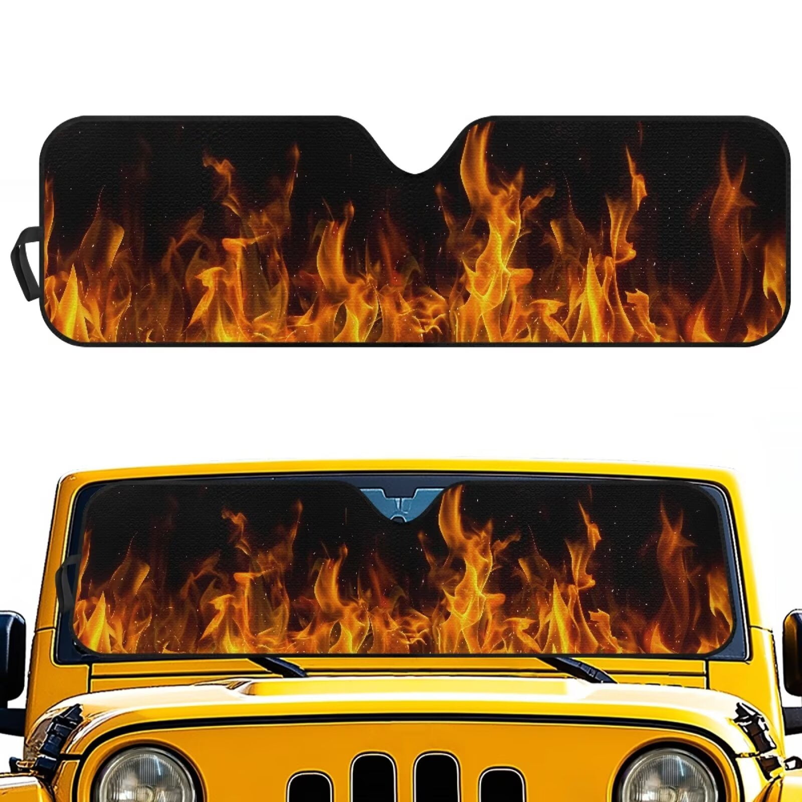 Uorisanigo Fire Printing Windshield Sun Shade Compatible with Wrangler ...
