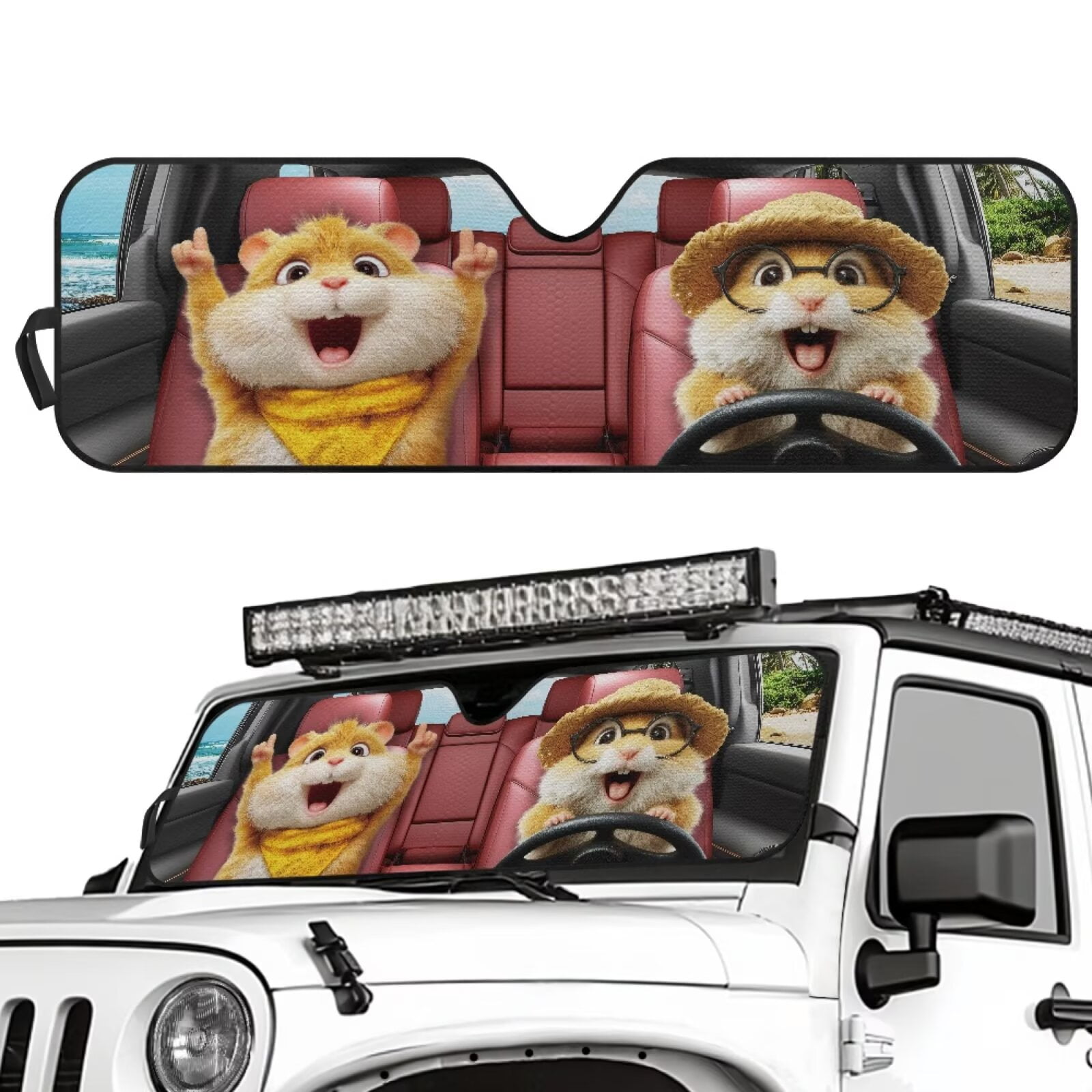 Uorisanigo Foldable Windshield Sun Shade Compatible with Jeep Wrangler ...