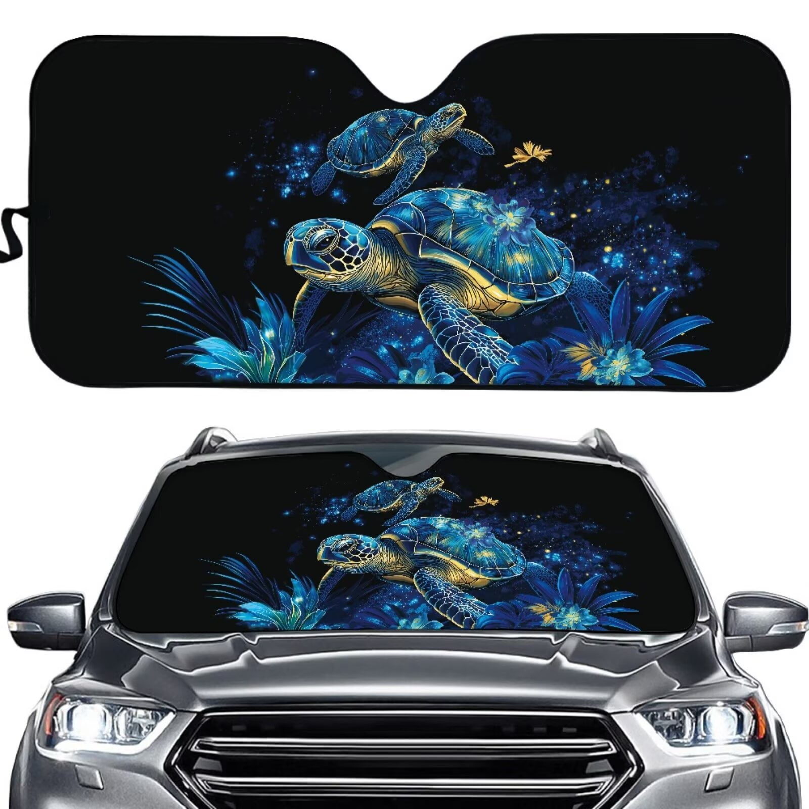 Uorisanigo Galaxy Turtle Flower Car Shade Screen Foldable Front Car ...