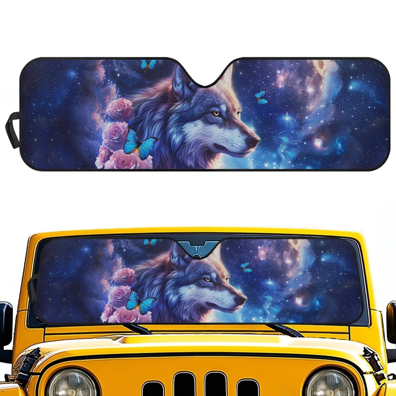Uorisanigo Galaxy Wolf Windshield Shade for 2018-2025 Jeep Wrangler JL ...