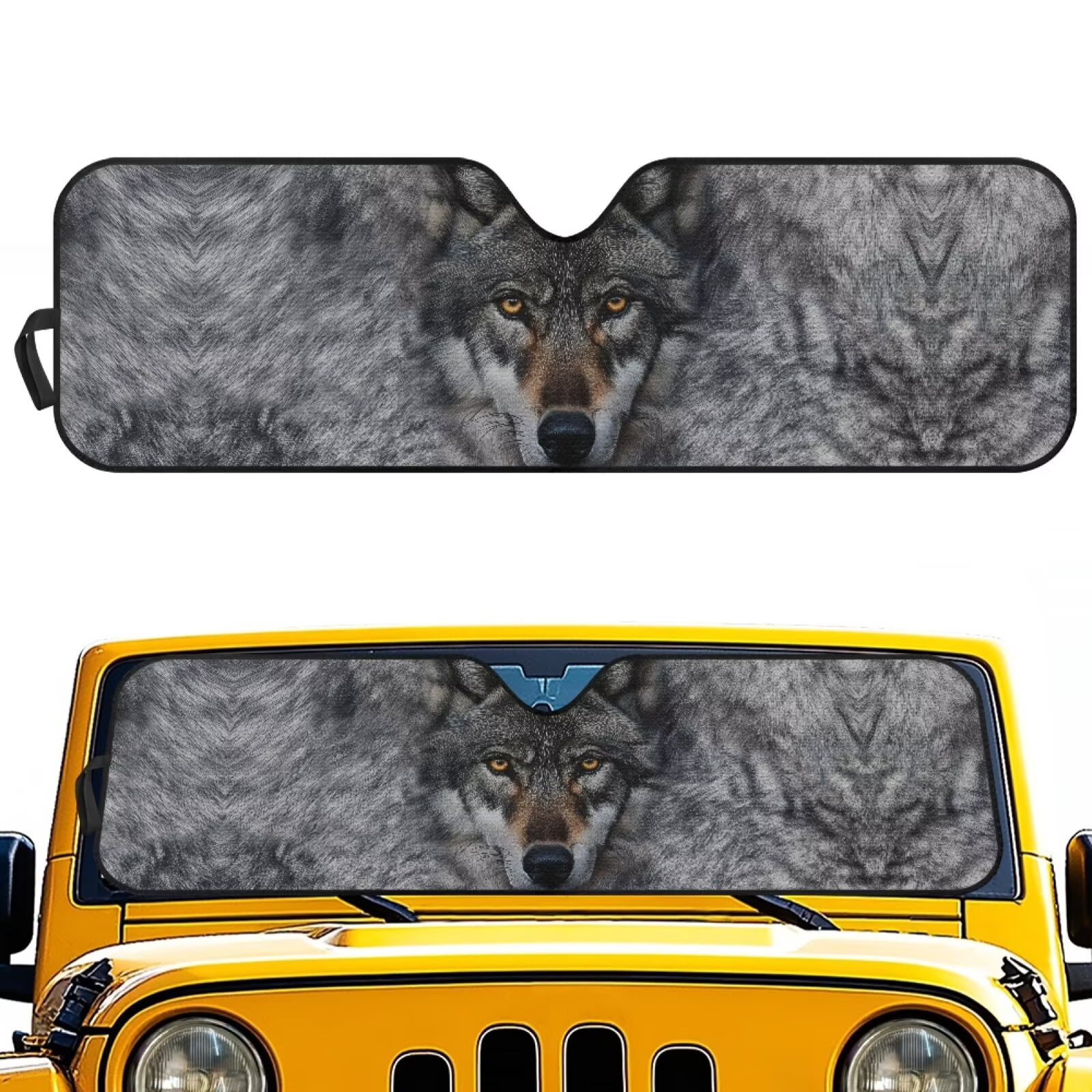 Uorisanigo Gray Wolf Windshield Sun Shade for 2007-2023 Wrangler ...