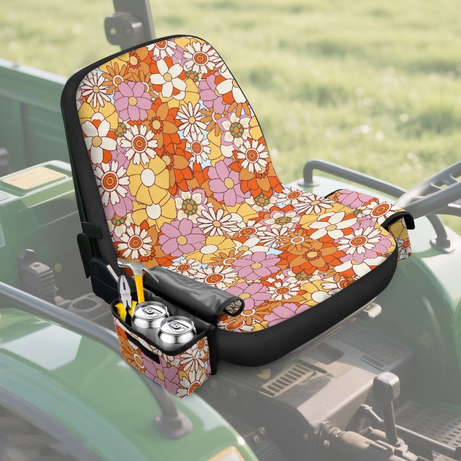 Uorisanigo Lawn Mower Seat Cover, Lawn Mower Protection, Hippie Flowers ...