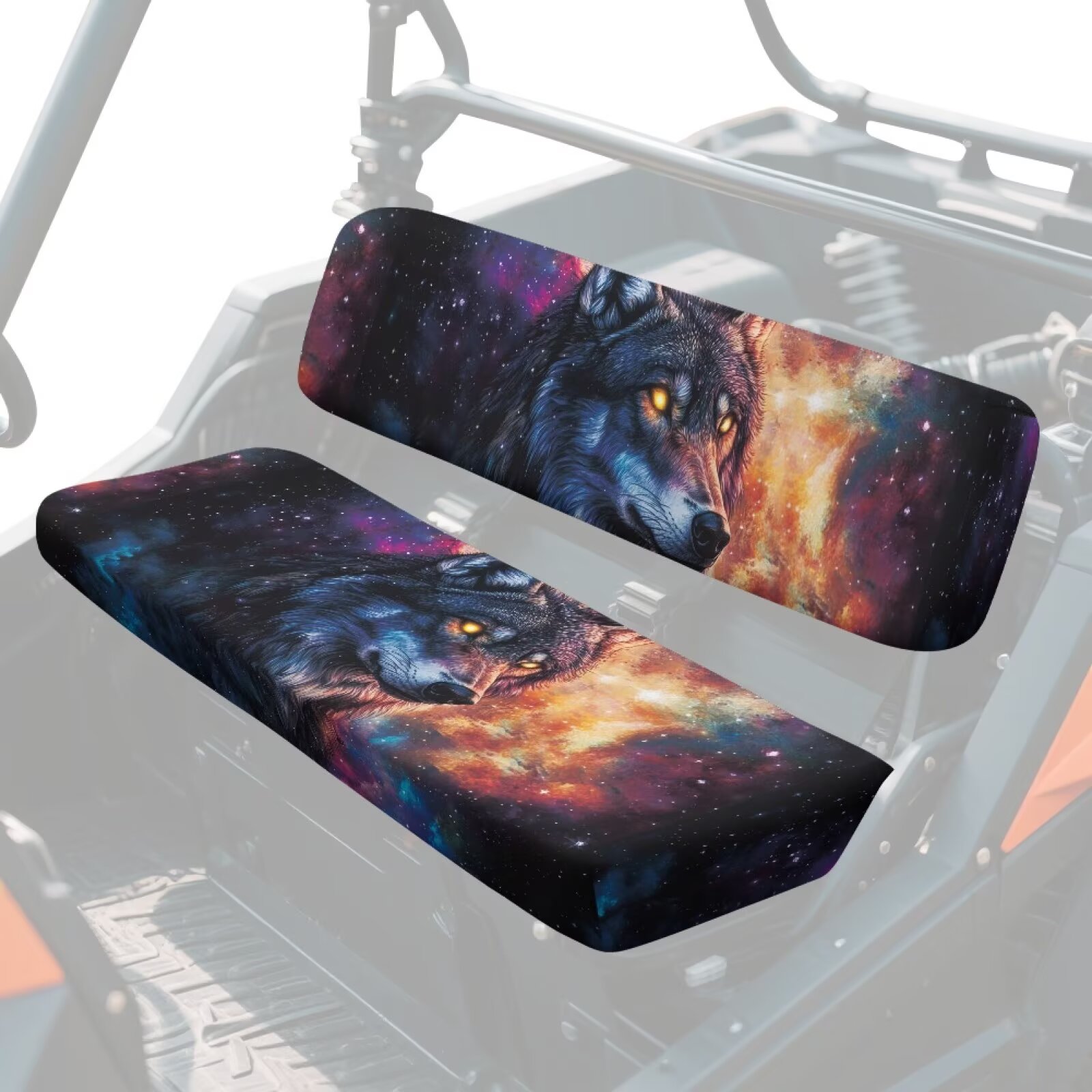 Uorisanigo Mule Seat Covers Anti-Slip Colorful Galaxy Wolf UTV Bench ...