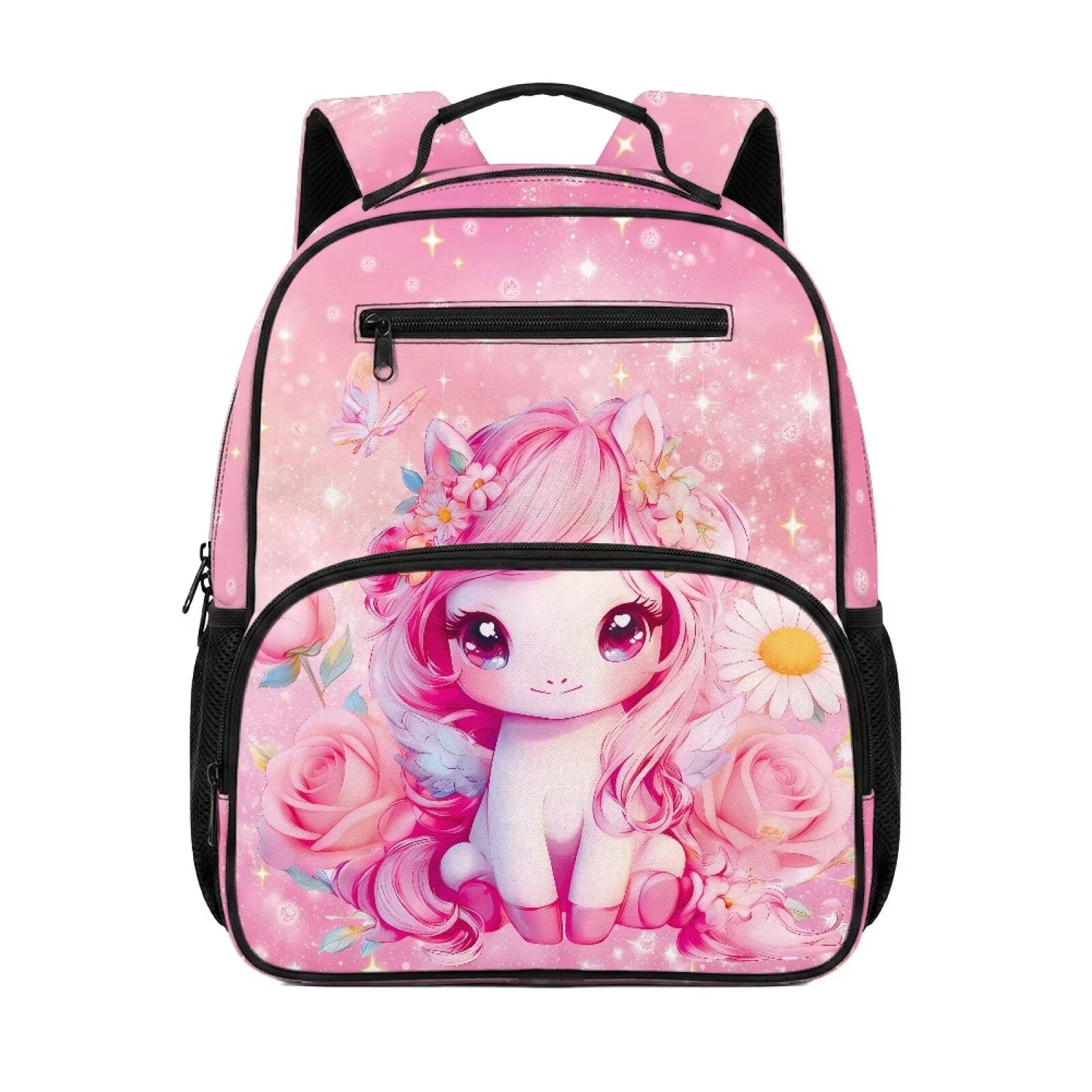 Uorisanigo Pink Horse Floral Kids Backpack for School Ages 5-9 ...