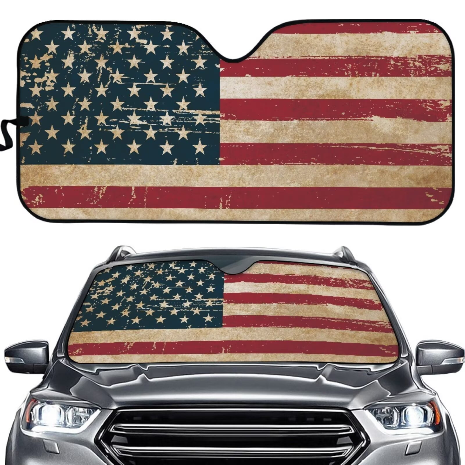 Uorisanigo Retro American Flag Car Shade Cover Blocks Sun Front ...