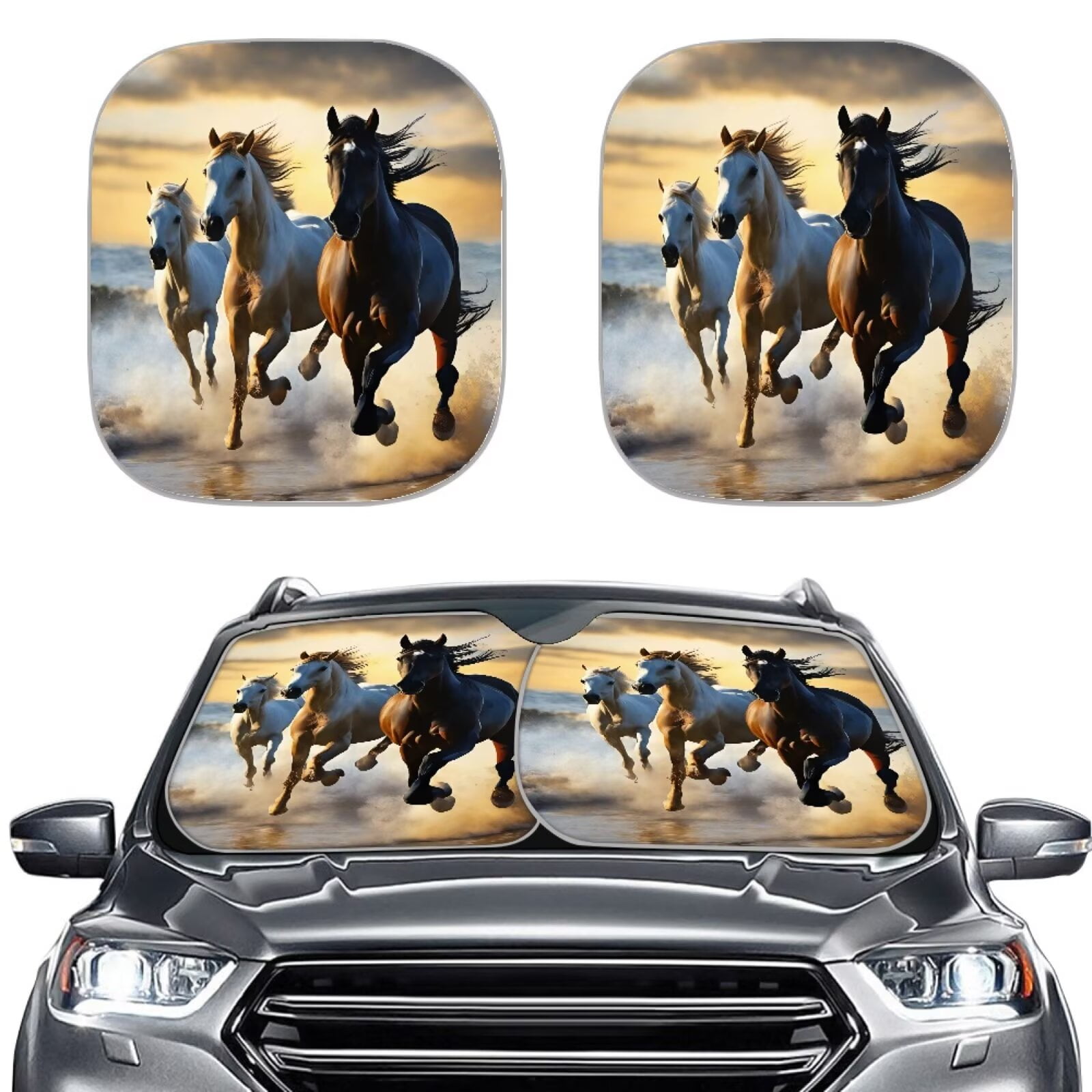 Uorisanigo Running Horse Car Sun Shade Anti-UV Front Window Visor Shade ...