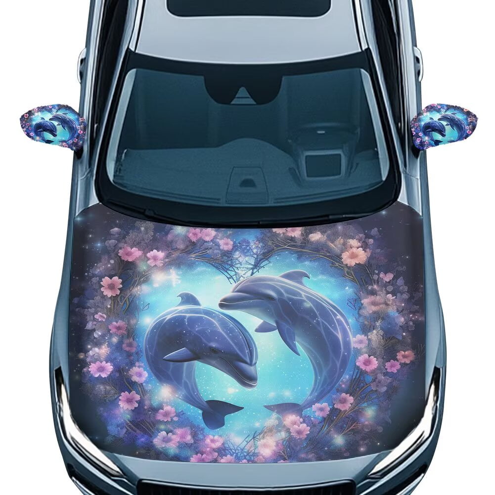 Uorisanigo Set of 3 Dolphin Flower Car Hood Cover Protector with Car ...