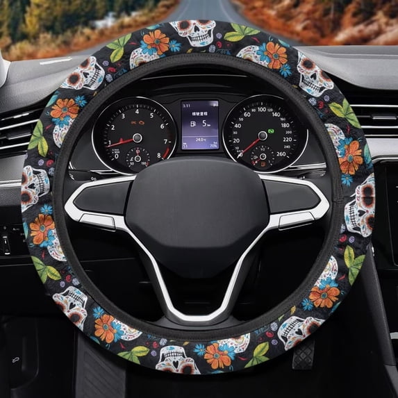 Uorisanigo Skull Steering Wheel Cover 15 Inches Car Steering Wheel ...