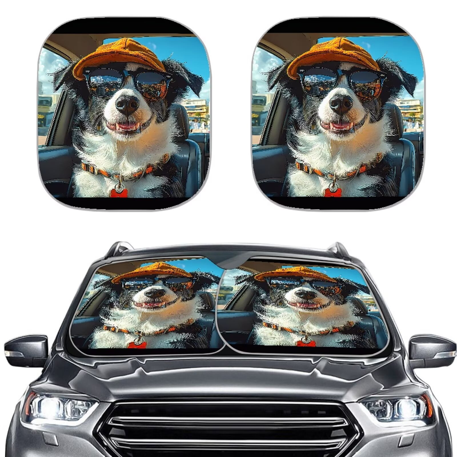 Uorisanigo Smiling Alaskan Driving Car Sun Shade 2 Pack Interior Decor ...