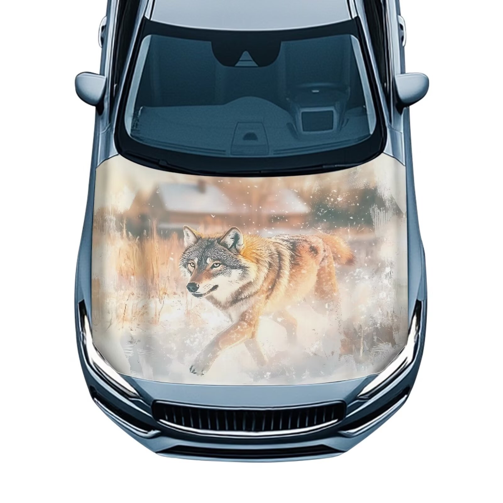 Uorisanigo Snow Wolf Hood Covers Snowproof Stretch Car Hood Cover for ...