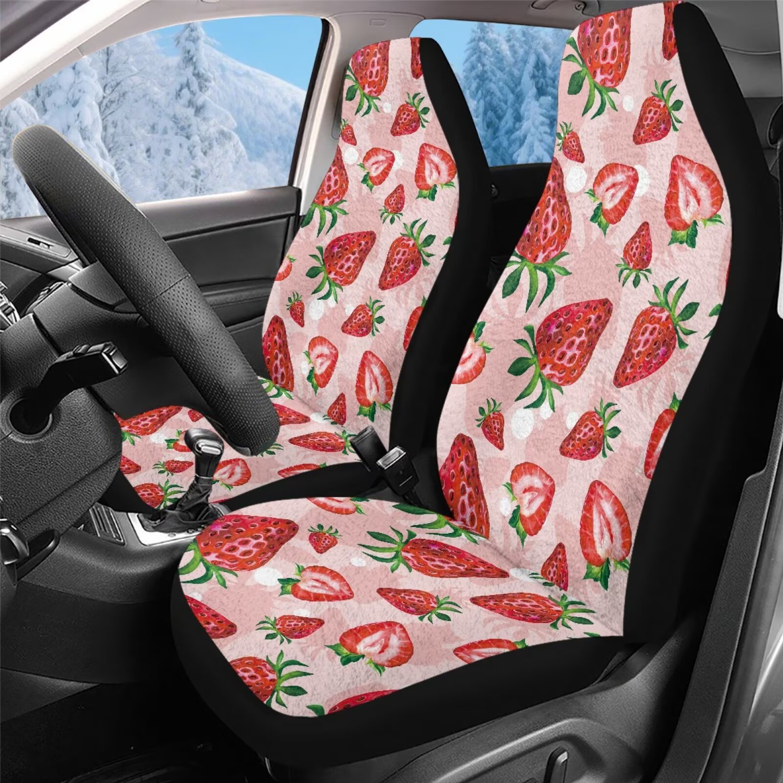 Uorisanigo Strawberry Print Car Seat Covers 2 Pcs - Bucket High Back ...
