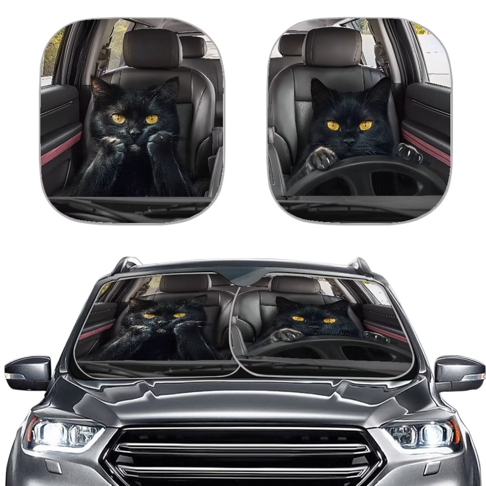 Uorisanigo Sun Visors for Women Dominant Black Cat Driving Portable Car ...