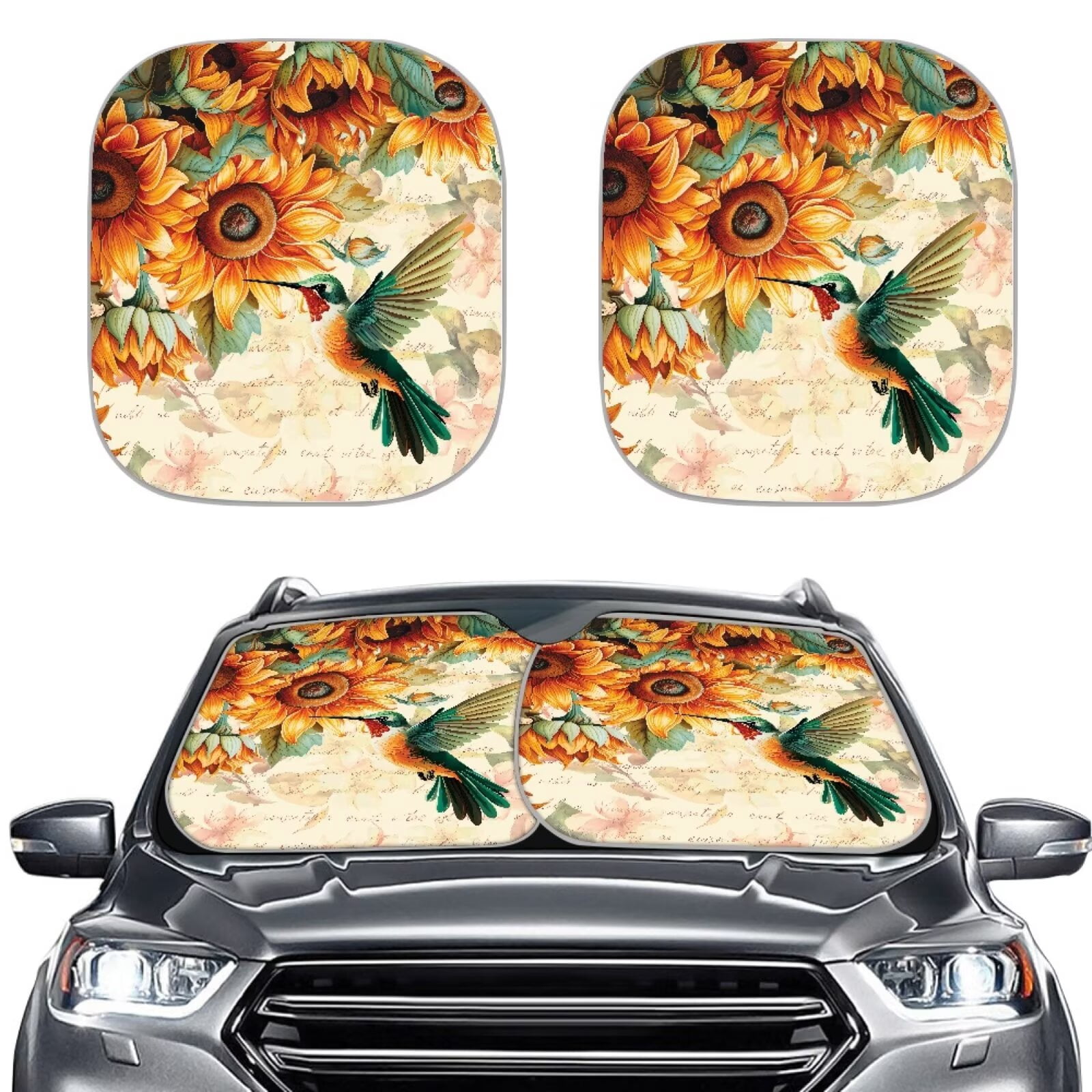 Uorisanigo Sunflower Hummingbird 2 Pack Car Sunshade Cute Blocks Sun ...
