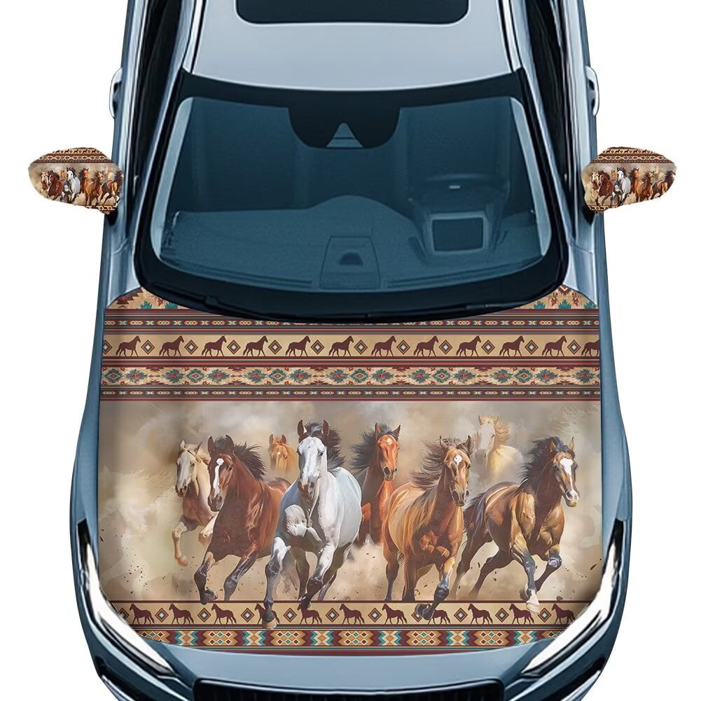 Uorisanigo Tribal Aztec Horse Auto Hood Cover with Car Mirror Cover ...