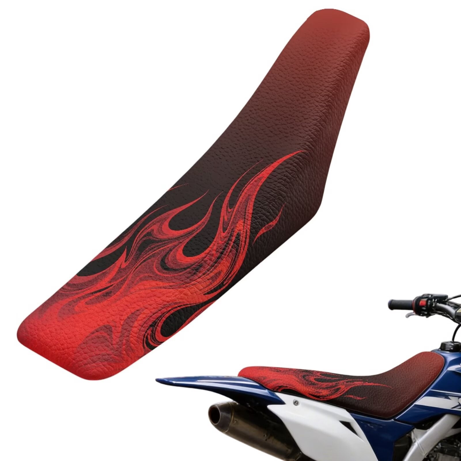 Uorisanigo Universal Red Flame Dirt Bike Seat Cover Gripper Soft ...