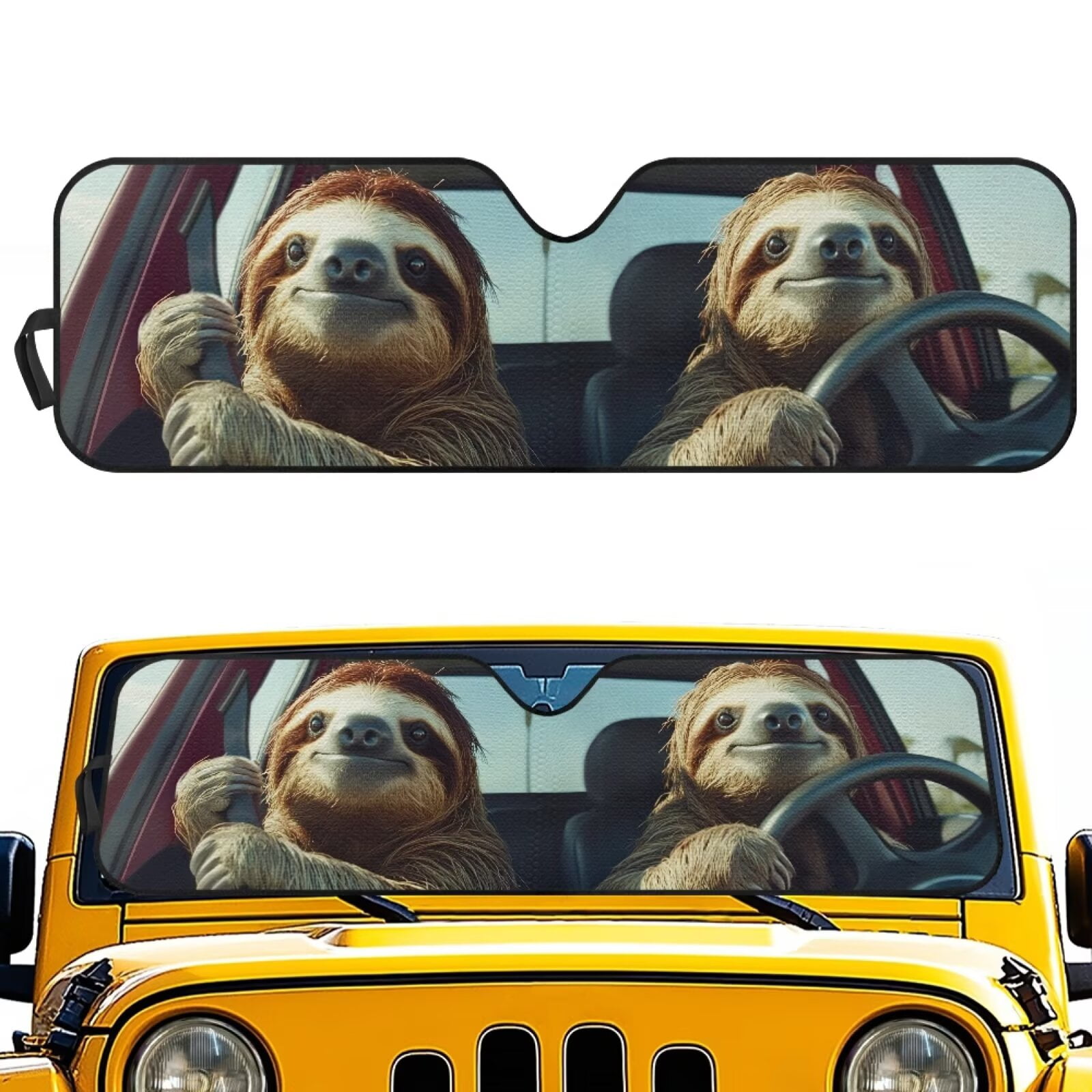 Uorisanigo Upgrade Cute Sloth Driving Windshield Sun Shade for Jeep ...