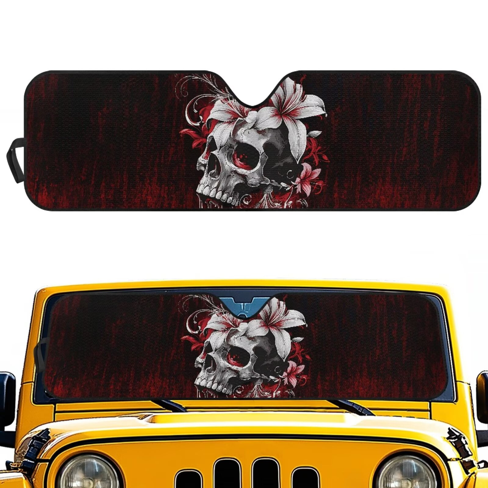 Uorisanigo Upgrade Red Skull Windshield Sun Shade for Jeep Wrangler TJ ...