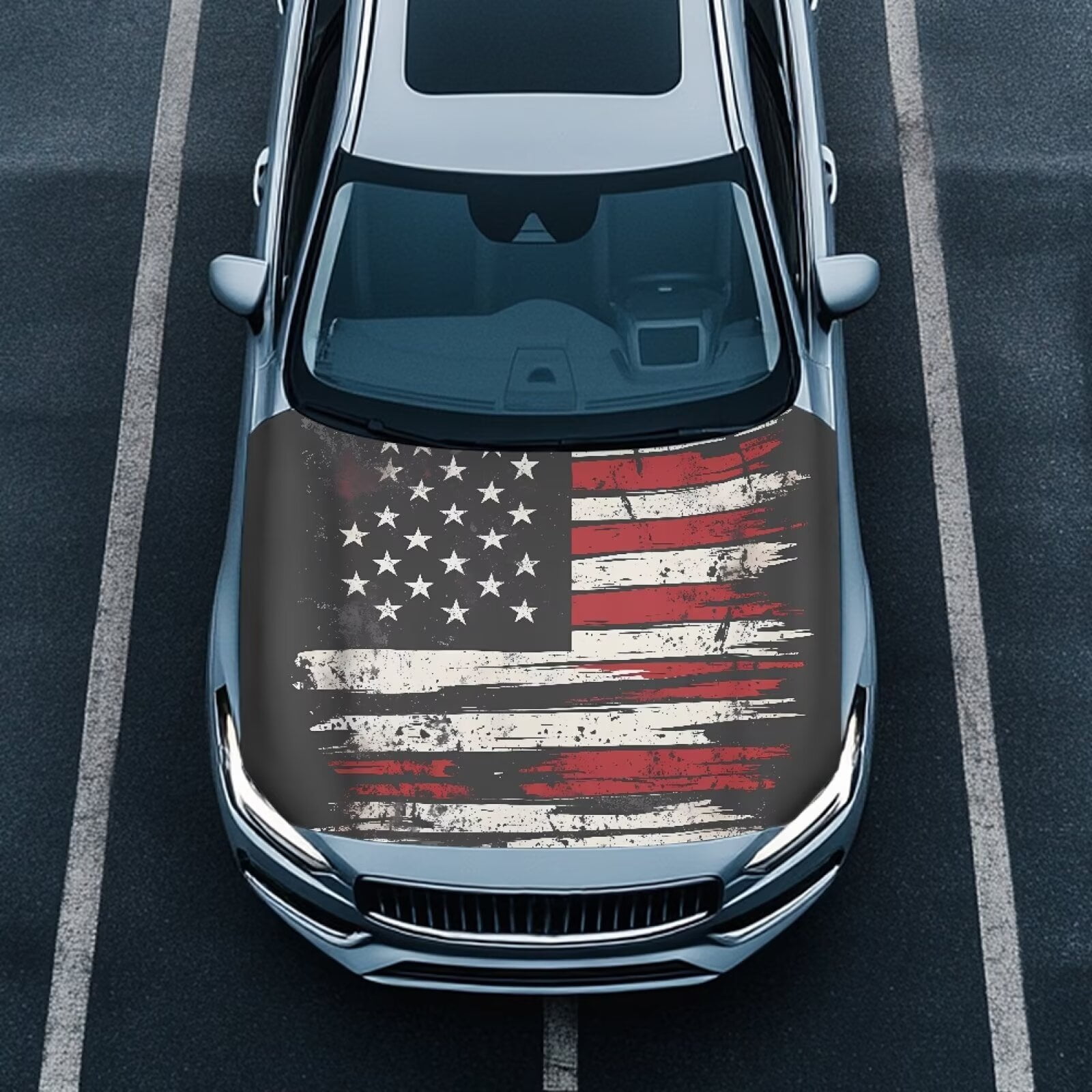 Uorisanigo Vintage American Flag Hood Cover Heat-Resistant Car Hood ...