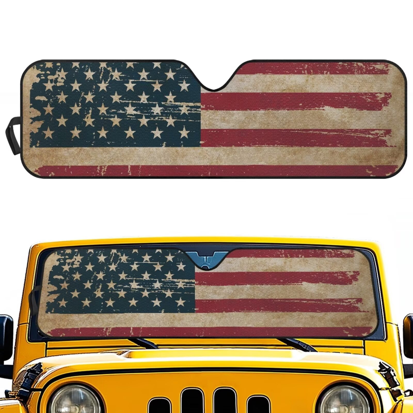 Uorisanigo Vintage American Flag Windshield Sun Shade for Rubicon ...