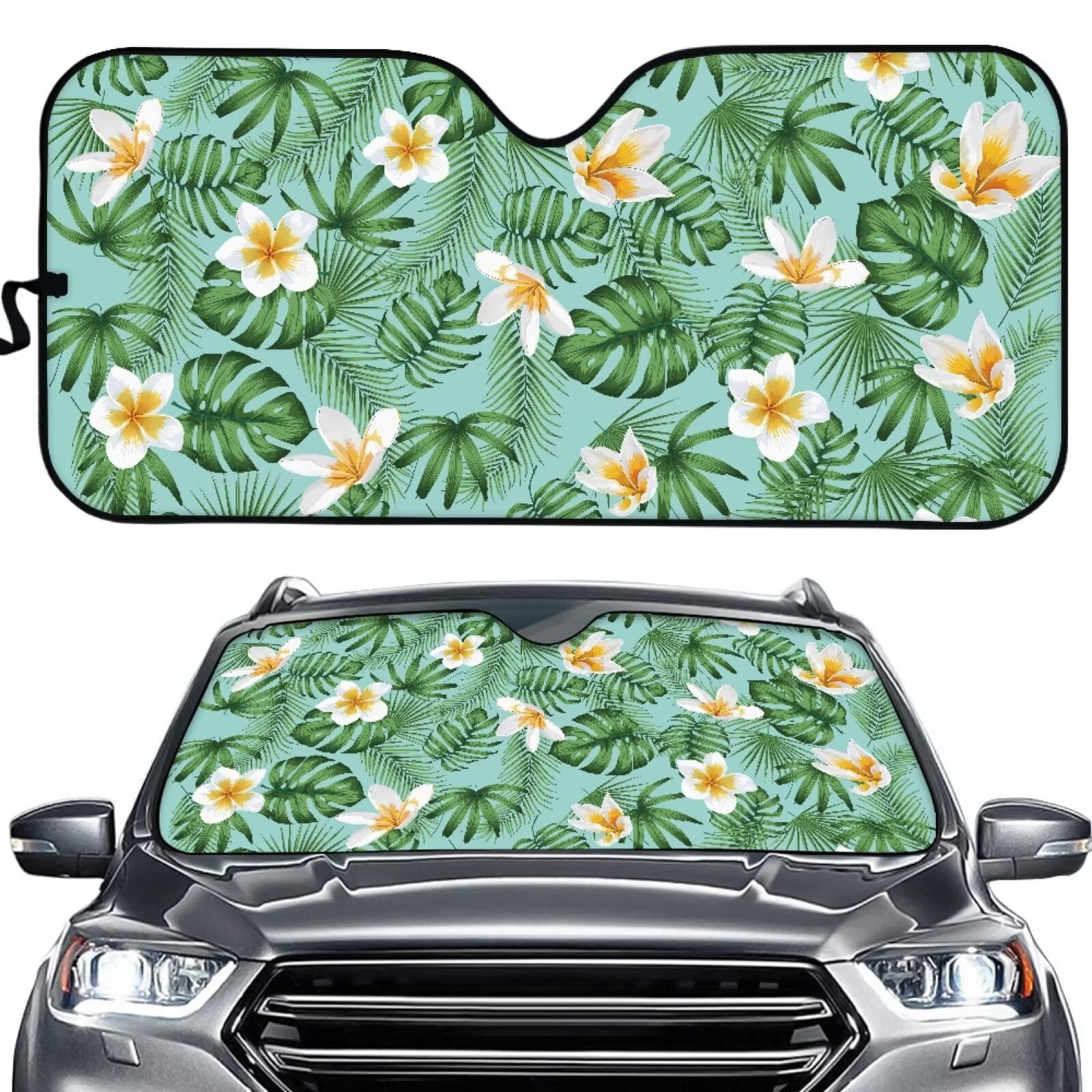 Uorisanigo Windshield Shade Car Sunshade Foldable Tropical Palm Leaf ...