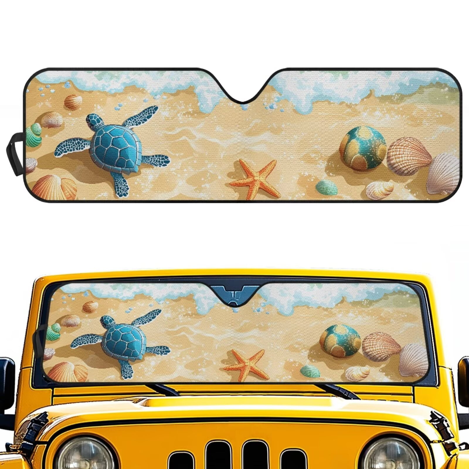 Uorisanigo Windshield Sun Shade, Beach Turtle Car Sun Shade for Jeep ...