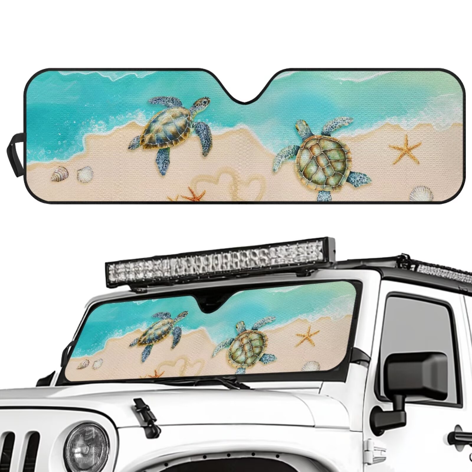 Uorisanigo Windshield Sun Shade Beach Turtle Printing Sun Visor for ...