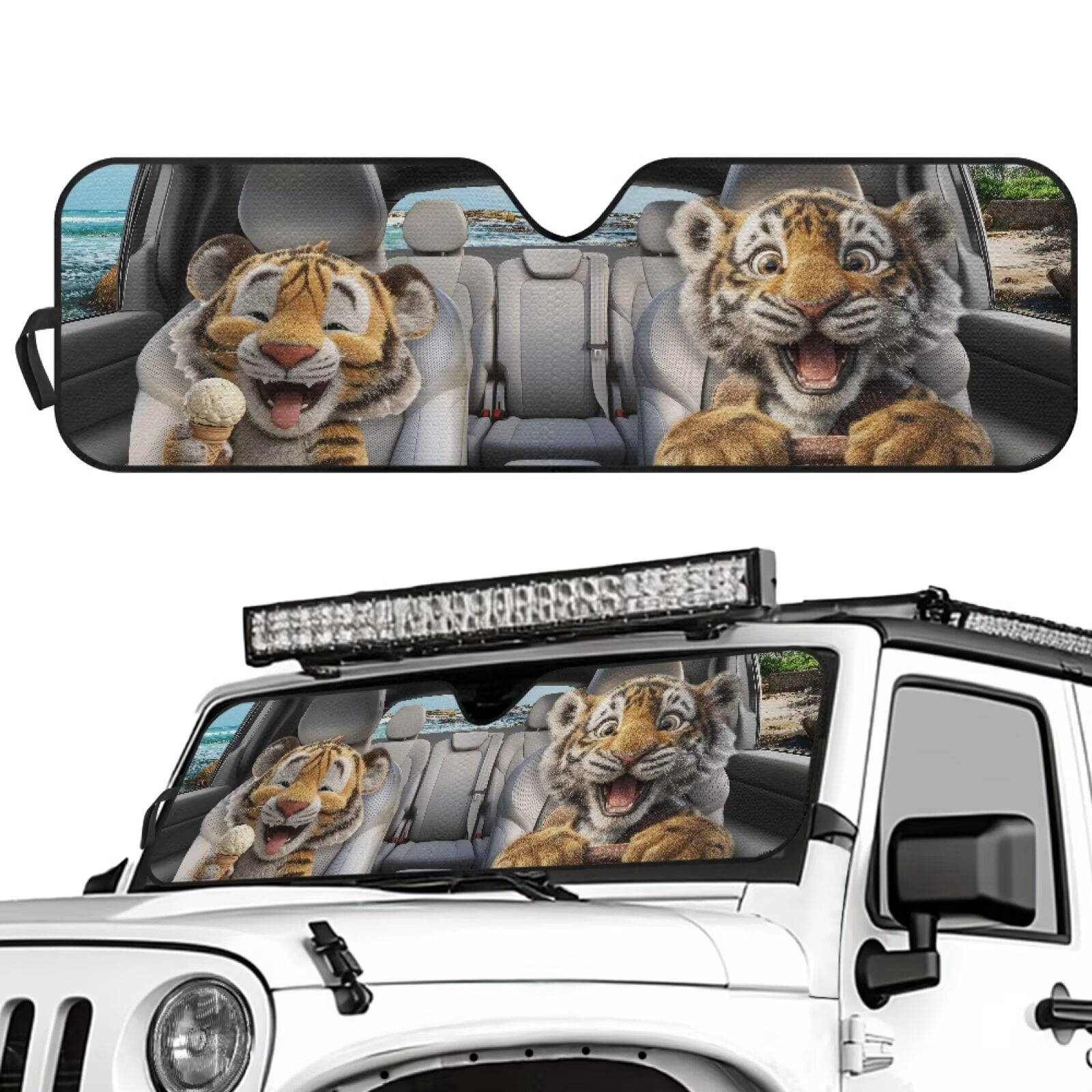 Uorisanigo Windshield Sun Shade Compatible with Jeep Wrangler JK JKU JL ...