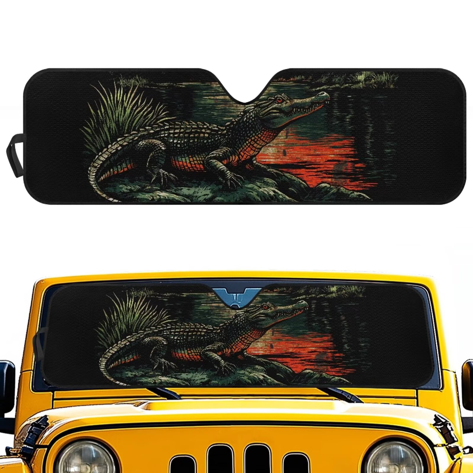 Uorisanigo Windshield Sun Shade Crocodile Print Front Window Shade for ...