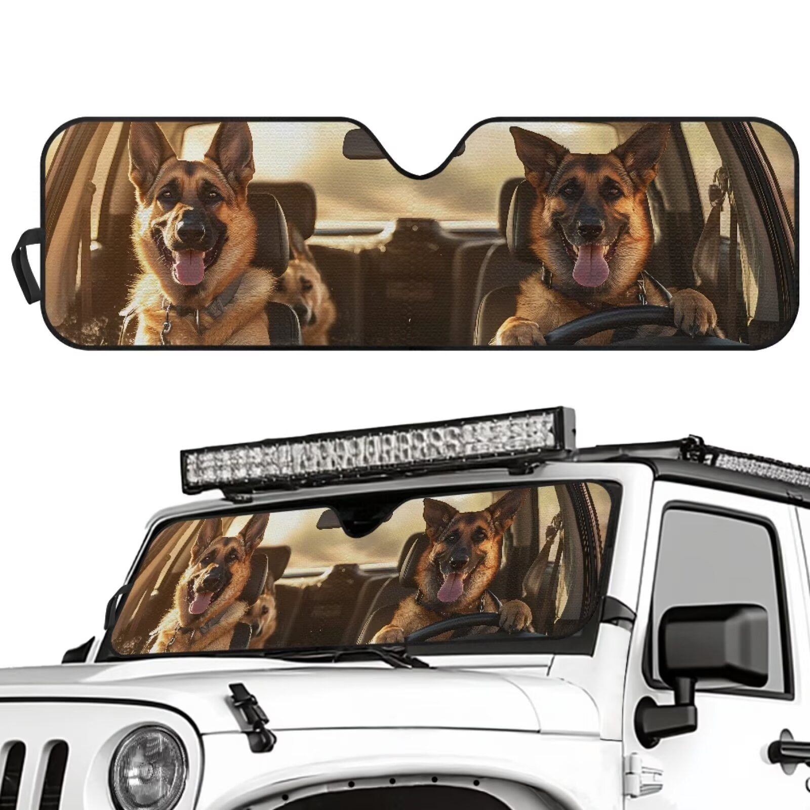 Uorisanigo Windshield Sun Shade Foldable German Shepherd Animal Print ...