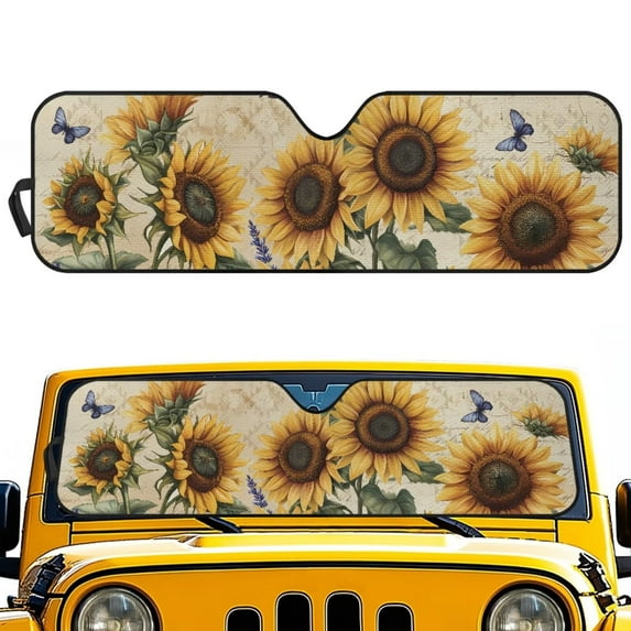 Uorisanigo Windshield Sun Shade, Front Window Sunflower Print Sunvisor ...